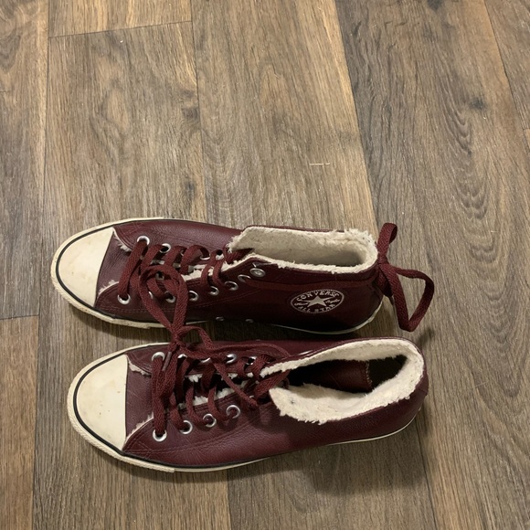 Converse | Shoes | Converse All Stars Burgandy Leather With Fur Lined ...